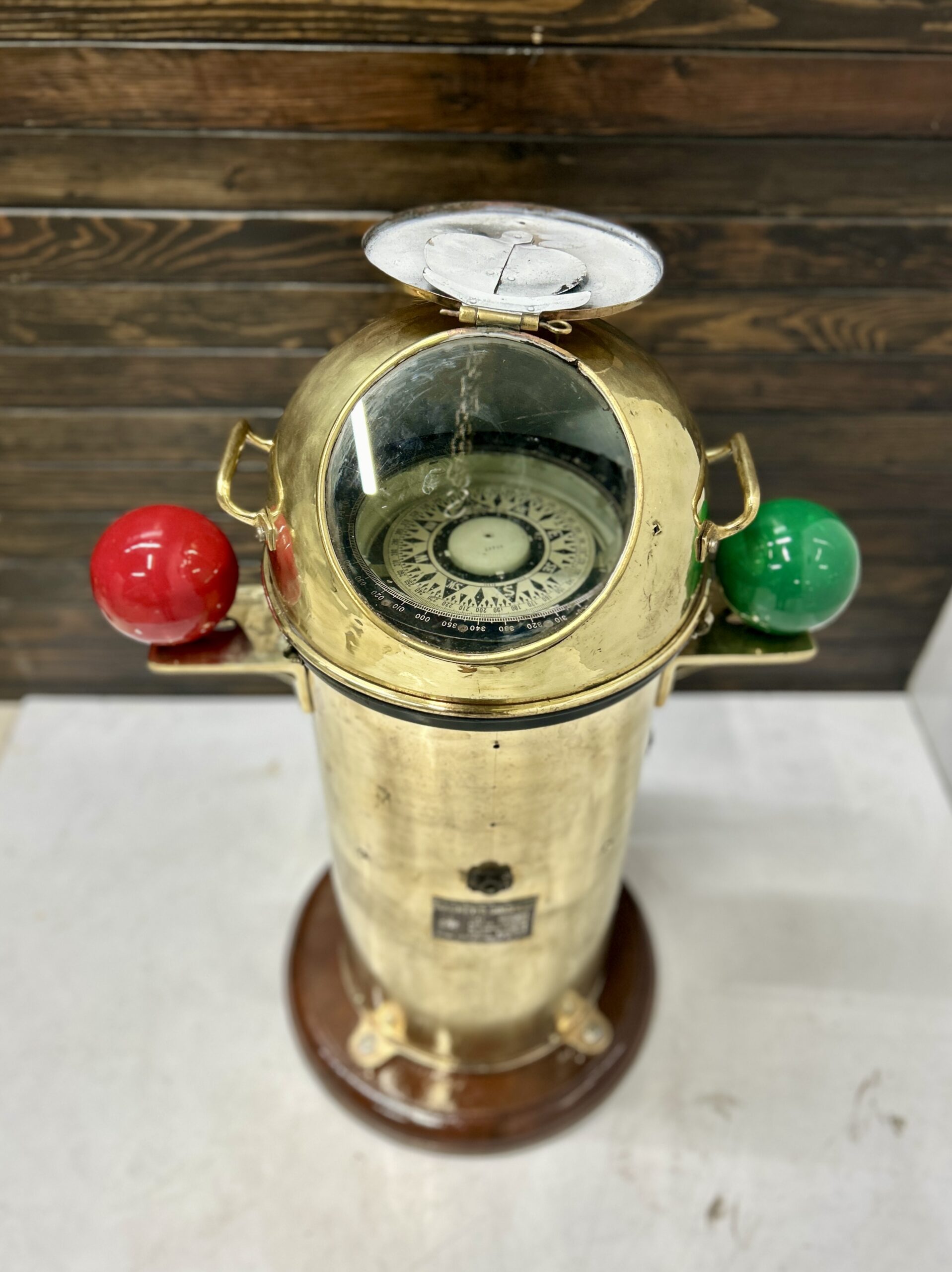 Giant Vintage Saura Keiki Seisakusho Brass Magnetic Binnacle Compass ...