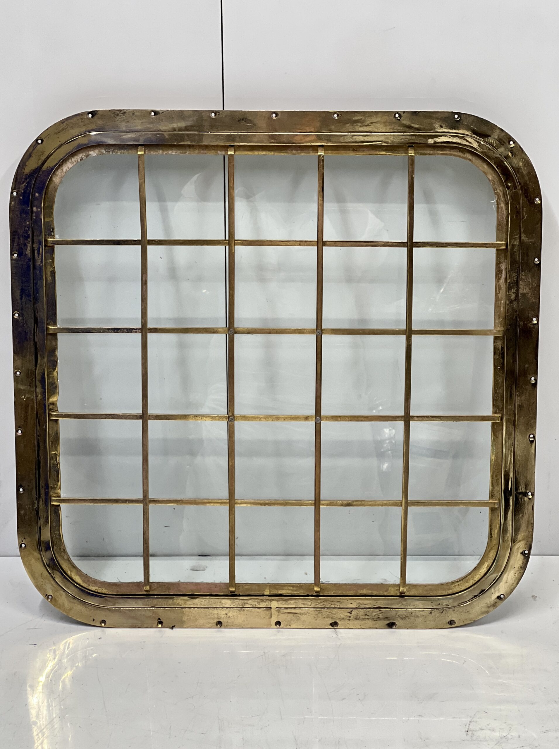 Old Aluminum Square Porthole Hatch Window Marine Coffee Table with ...