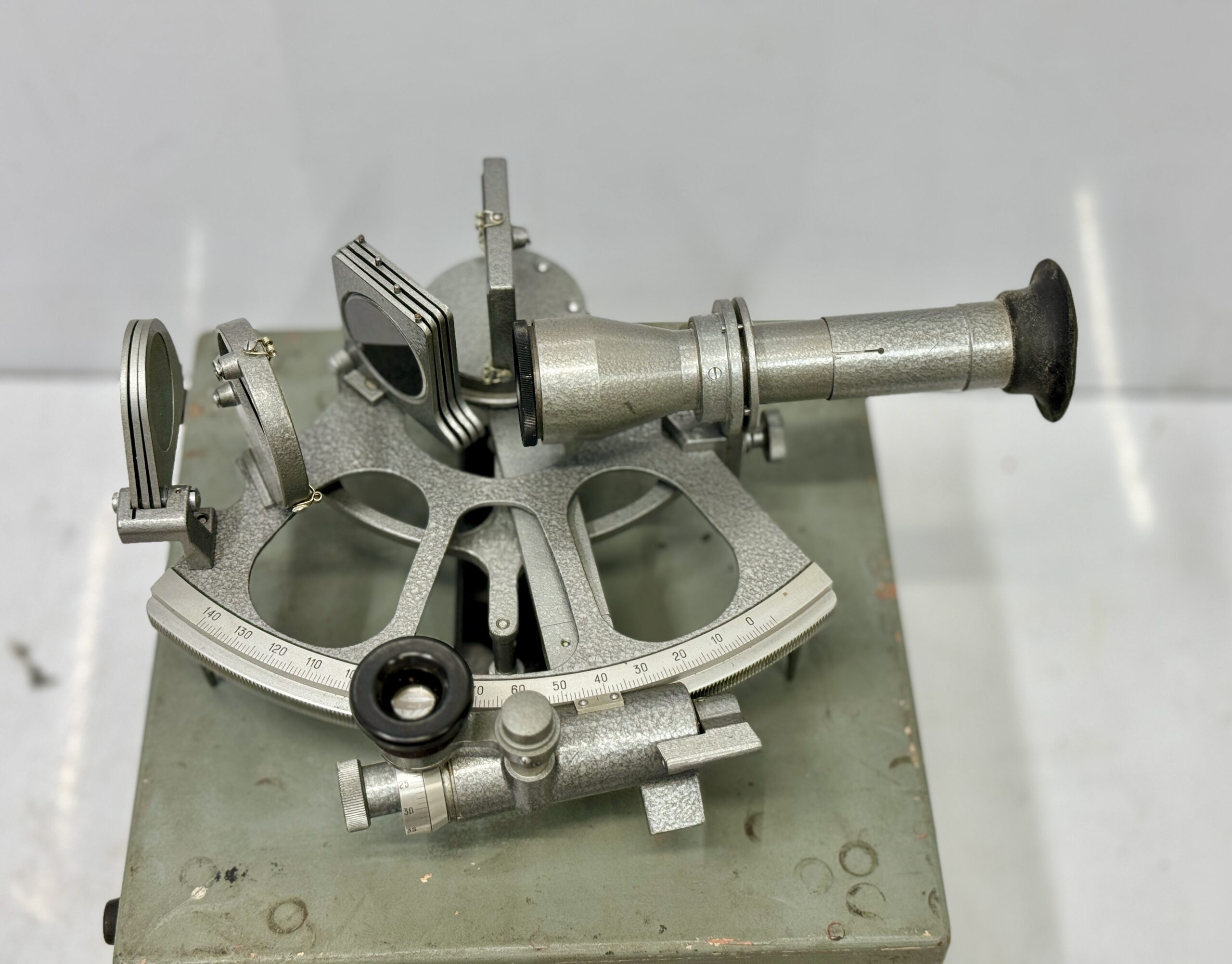 Russian Navy Ship Reclaimed Vintage Sextant Instrument Made in USSR with Box - Nautical Lights ...