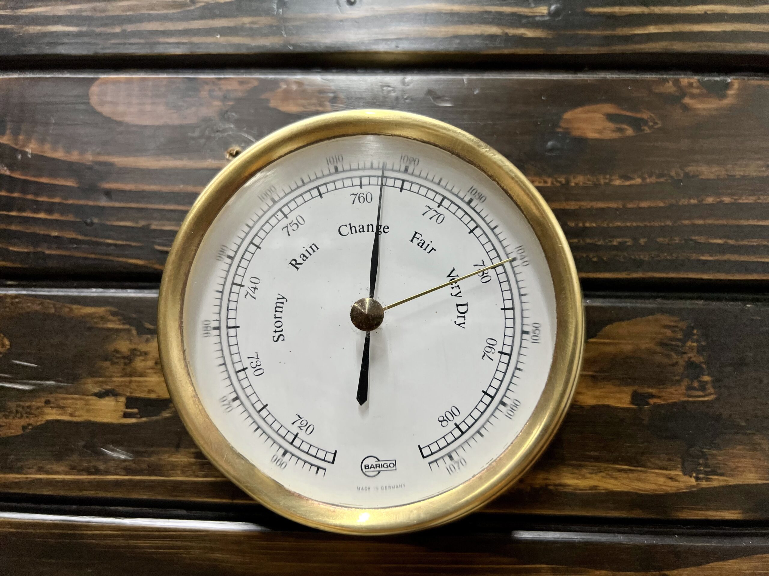 Stormy Rain Change Fair Antique Ship Barigo Aneroid Barometer Made in ...