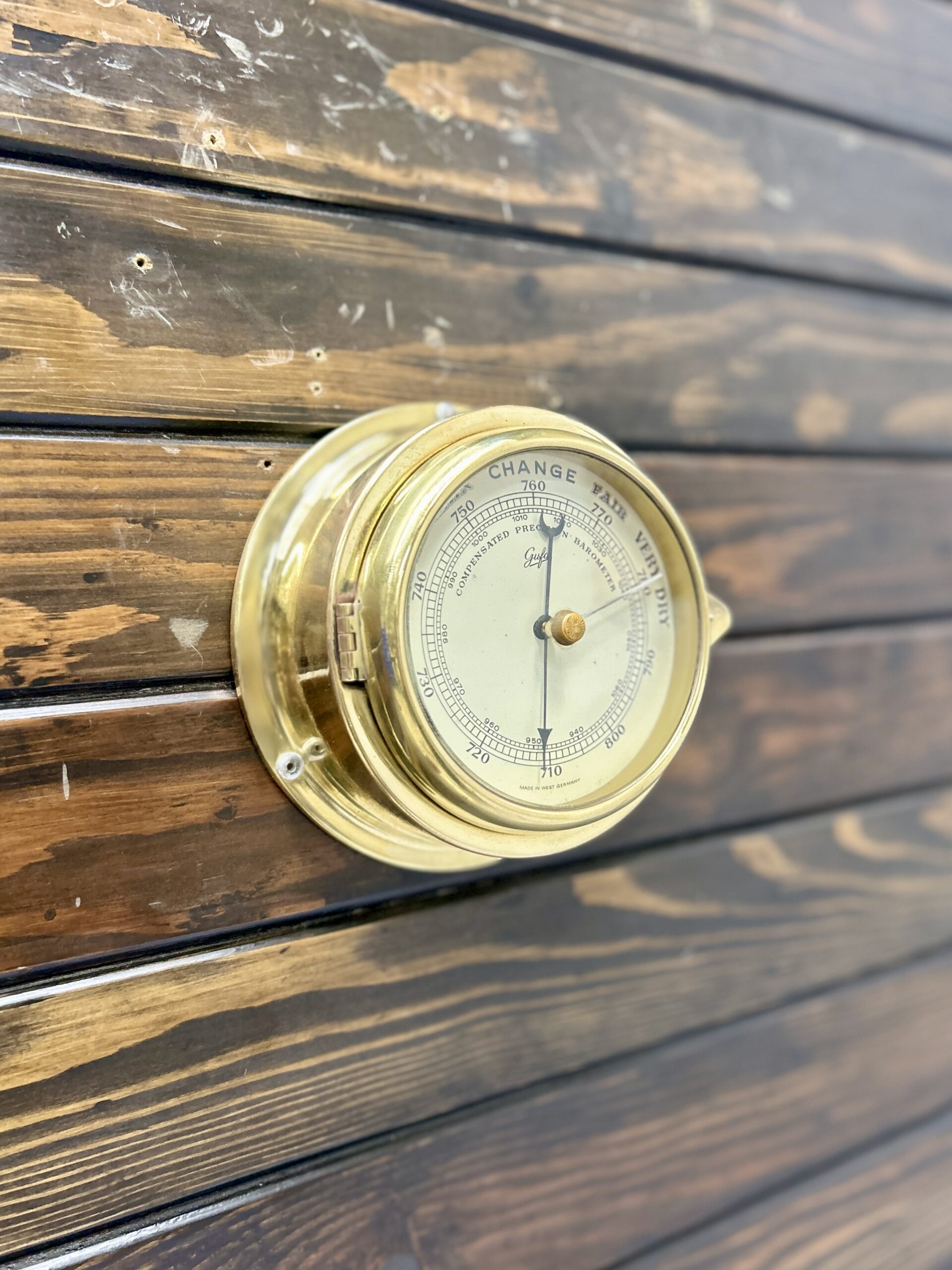 Stormy Rain Change Fair Antique Ship Barigo Aneroid Barometer Made in ...